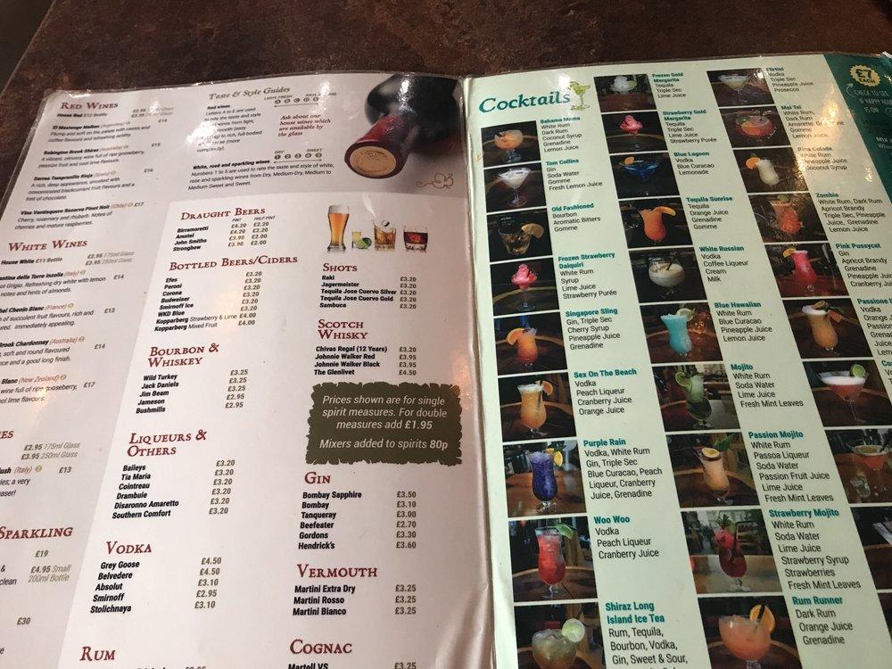 Menu at Shiraz Palace pub & bar, Liverpool