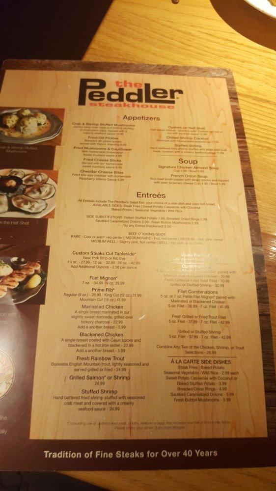Menu at The Peddler Steakhouse, Gatlinburg