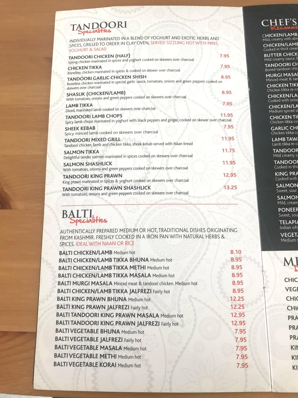 Menu at Theydon Bois Balti House restaurant, Epping