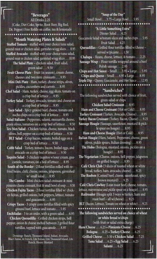 Menu at Cafe Chris, Pleasanton, W Oaklawn Rd C