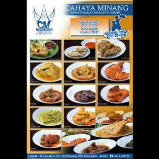 Menu at Cahaya Minang Restaurant, Jambi, Jl. Sumatera No.31