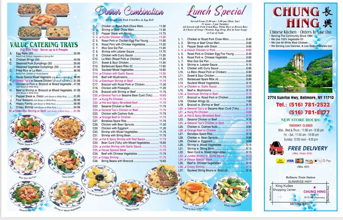 Menu at Chung Hing Chinese Kitchen/ Bellmore restaurant, Bellmore