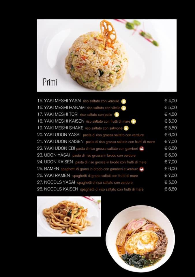 Menu da Hanami ristorante, Fabriano
