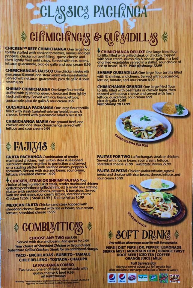 Menu at La Pachangas Mexican Restaurant, Bonne Terre