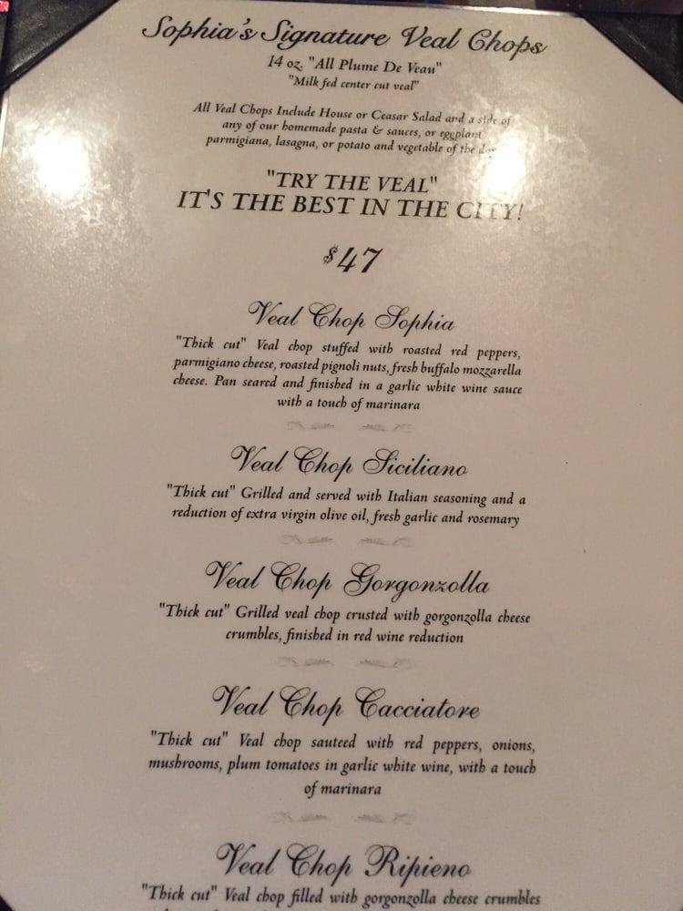 Menu at Sophia's Ristorante Italiano restaurant, Naples, Pine Ridge Rd
