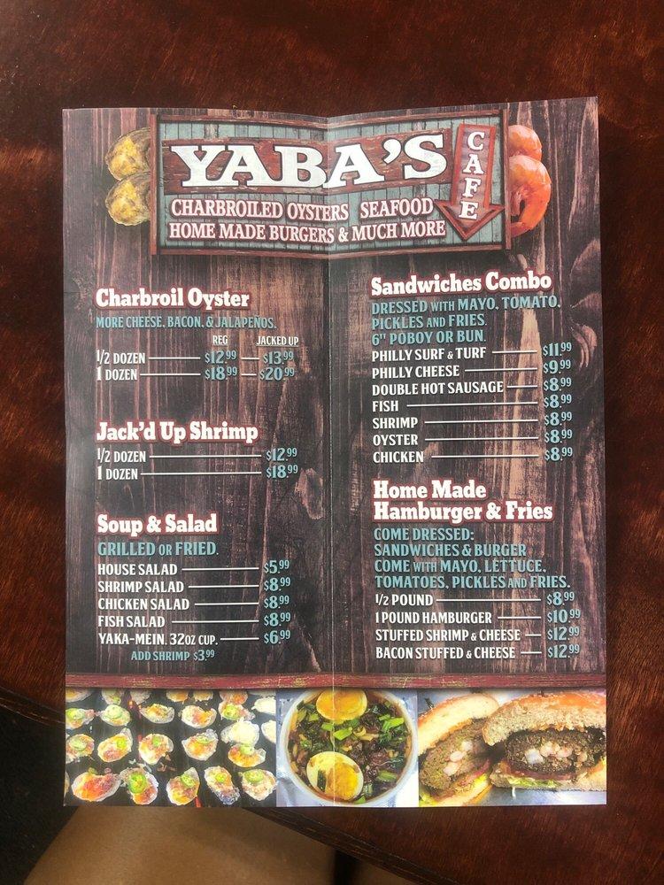 Menu at Yaba's Cafe, Reserve