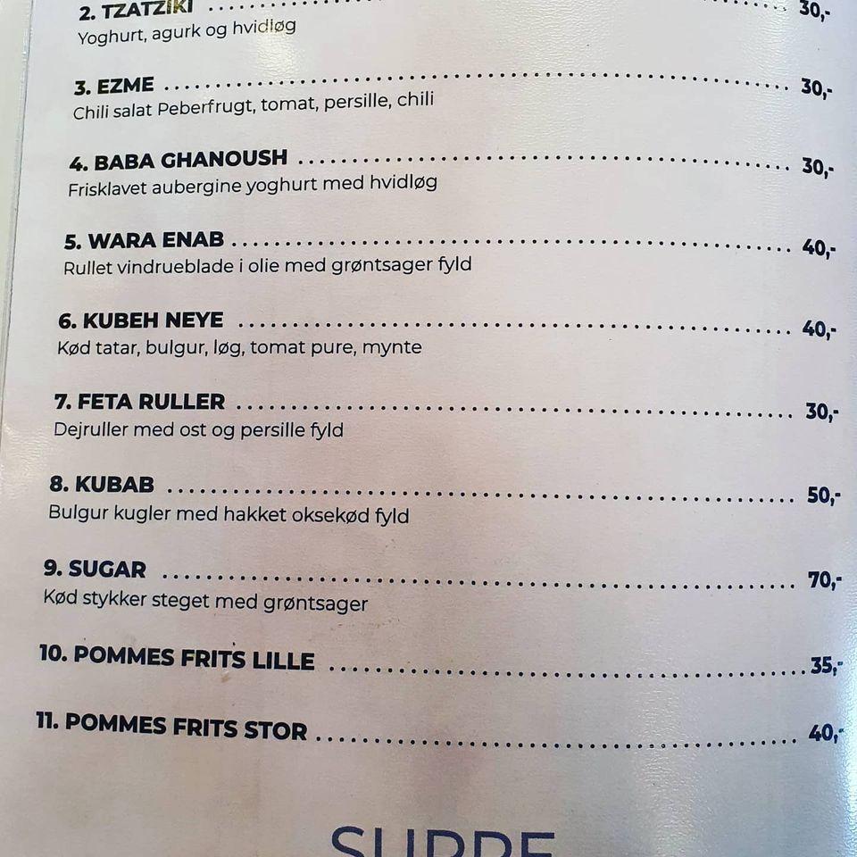 Menu at ZYARA RESTAURANT, Aarhus