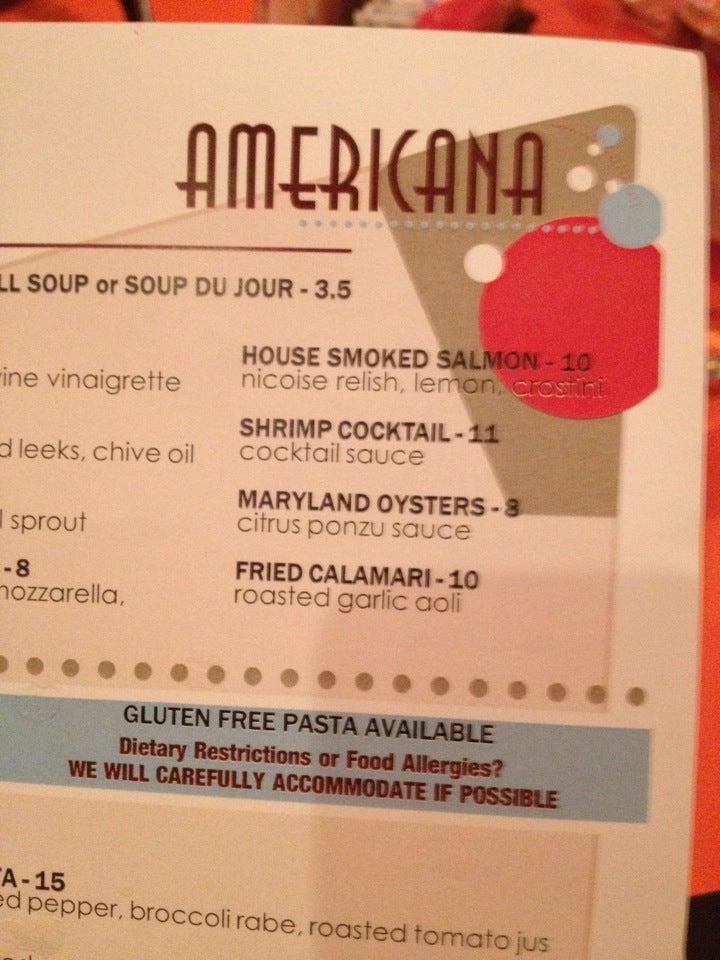 Menu at Americana Kitchen & Bar, East Windsor, 359 US-130