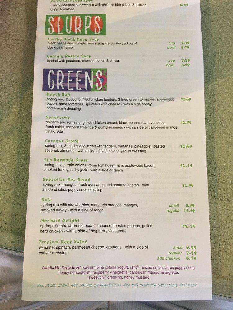 Menu at Flamingo Row restaurant, Paducah