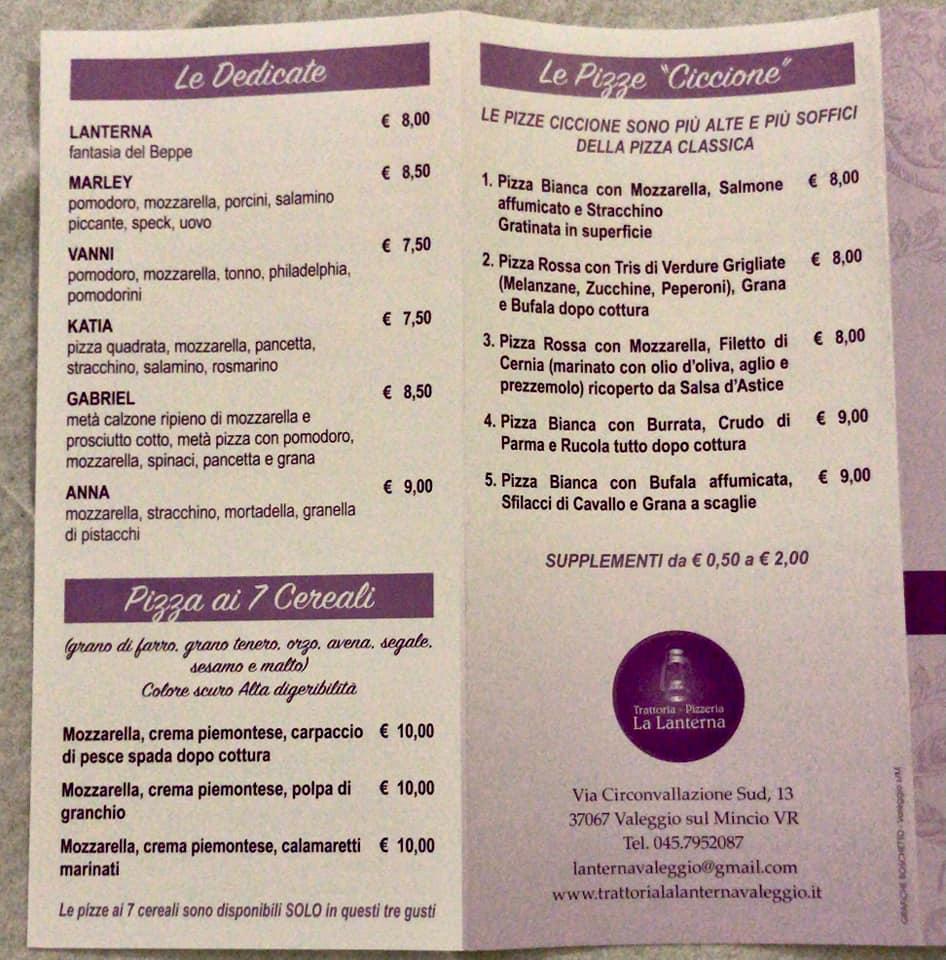 Menu da La Lanterna ristorante, Valeggio Sul Mincio