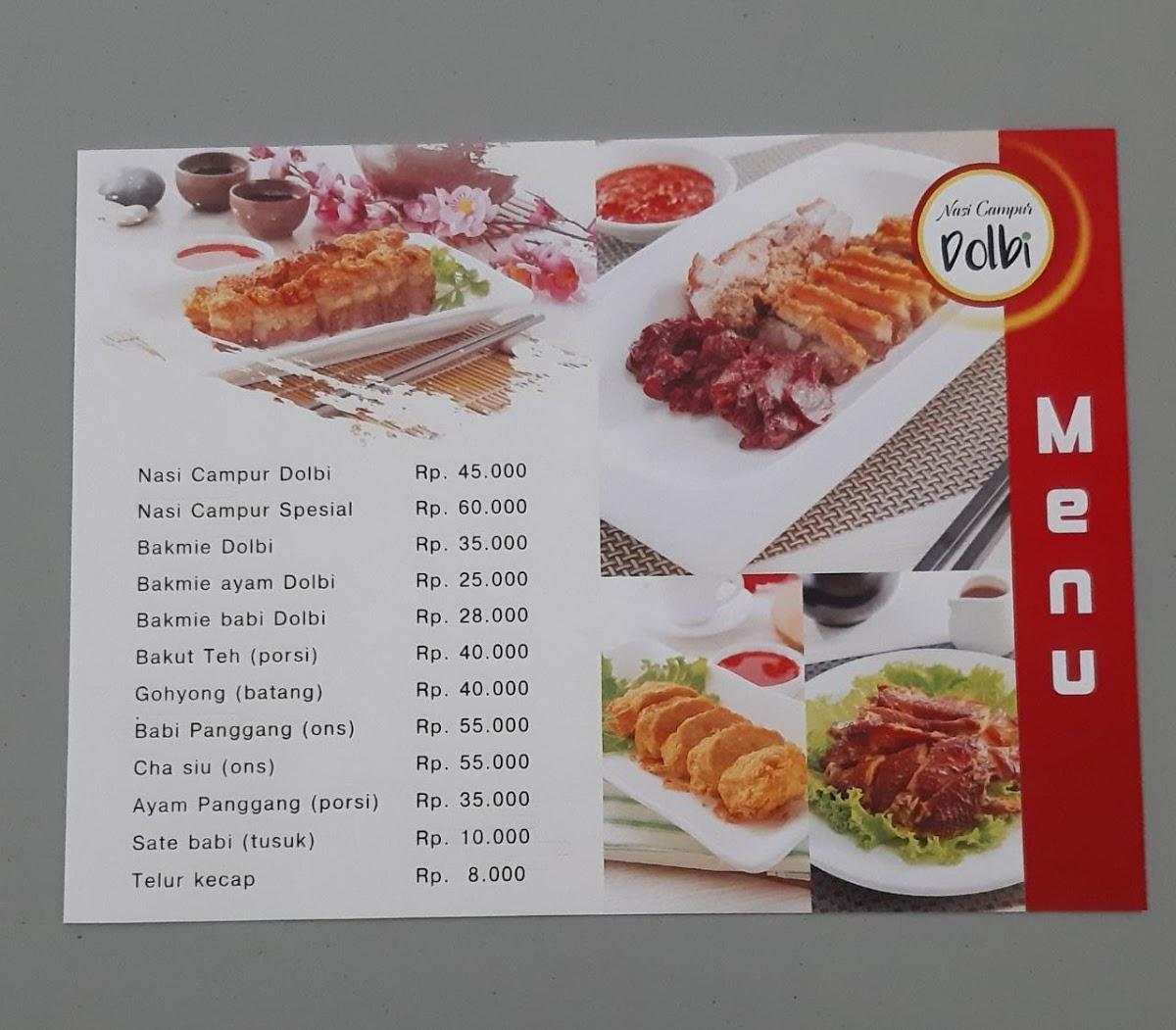Menu at Nasi Campur Dolbi restaurant, South Tangerang