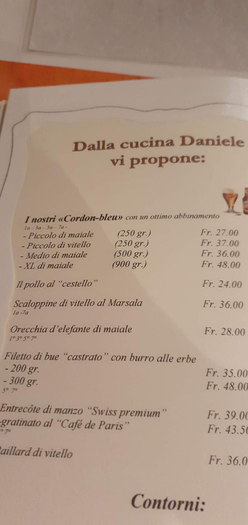 Speisekarte von Ristorante Giardino, Curio TI