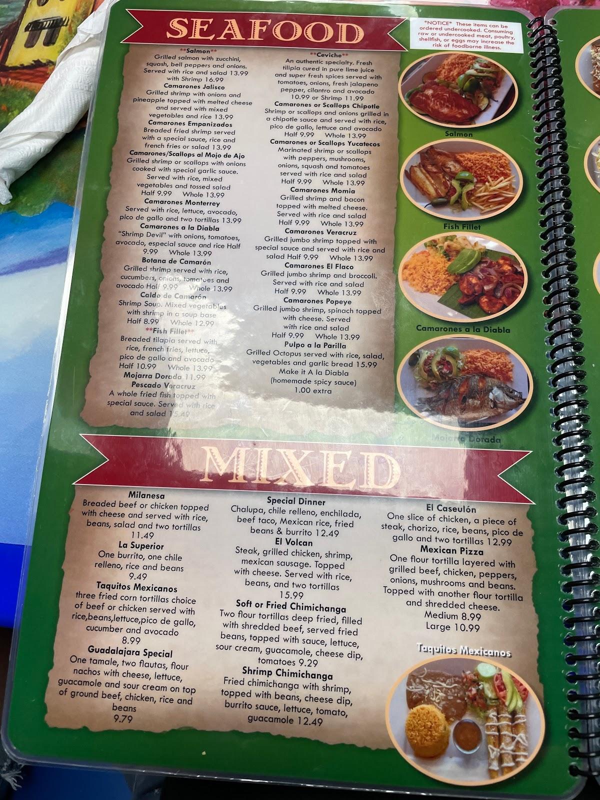 Carta del restaurante Monte De Rey, Kernersville