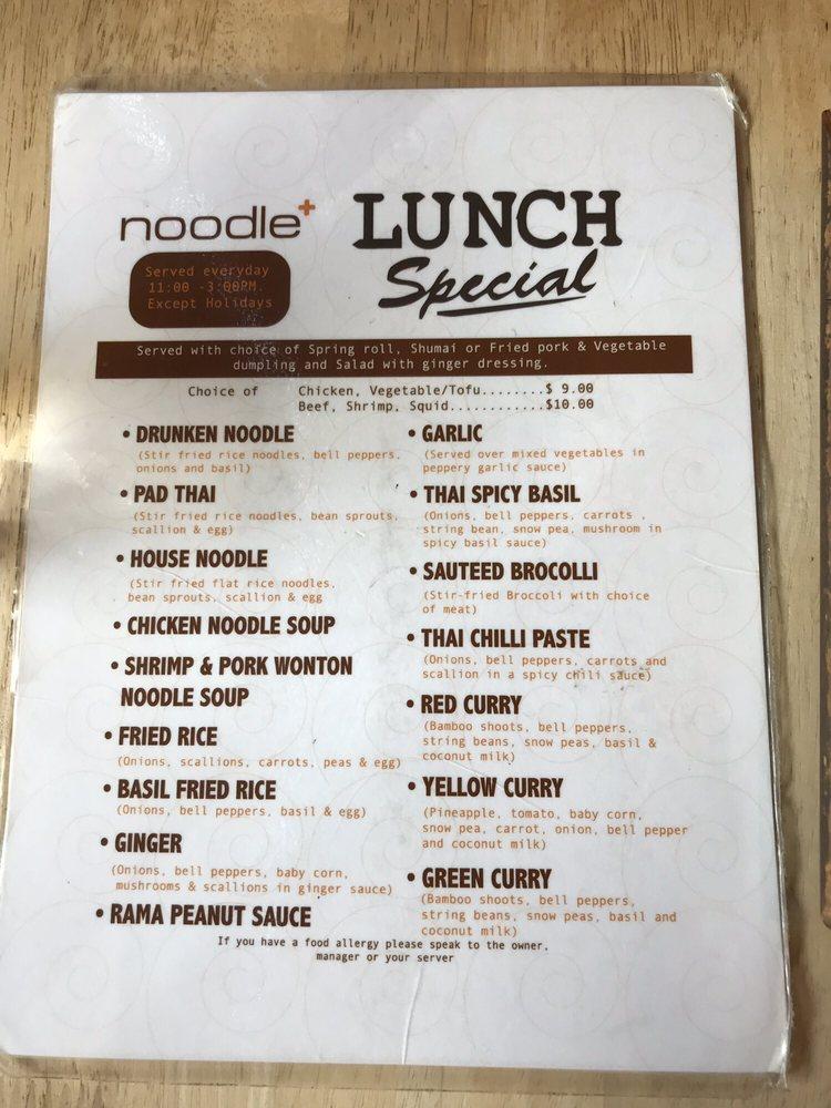 Menu at Noodle Plus restaurant, White Plains