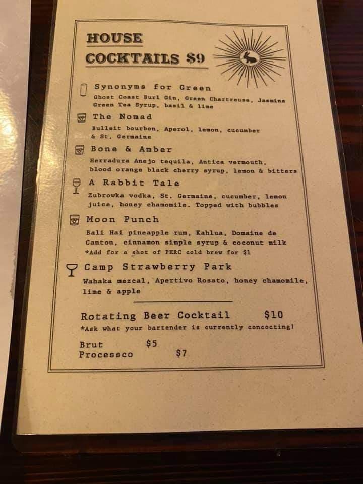 Menu at The Black Rabbit pub & bar, Savannah