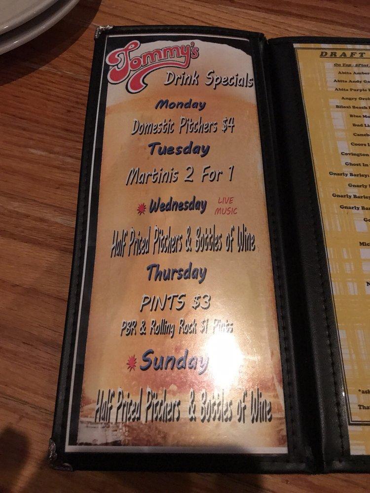 Menu at Tommy's on Thomas pizzeria, Hammond