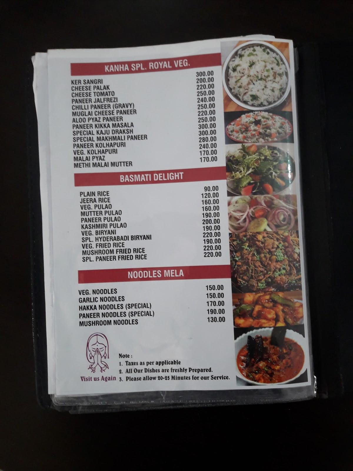 Menu at Kanha Pure Veg Family Restaurant, Jaisalmer