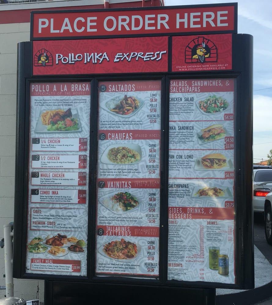 Menu at Pollo Inka Express fast food, Hawthorne
