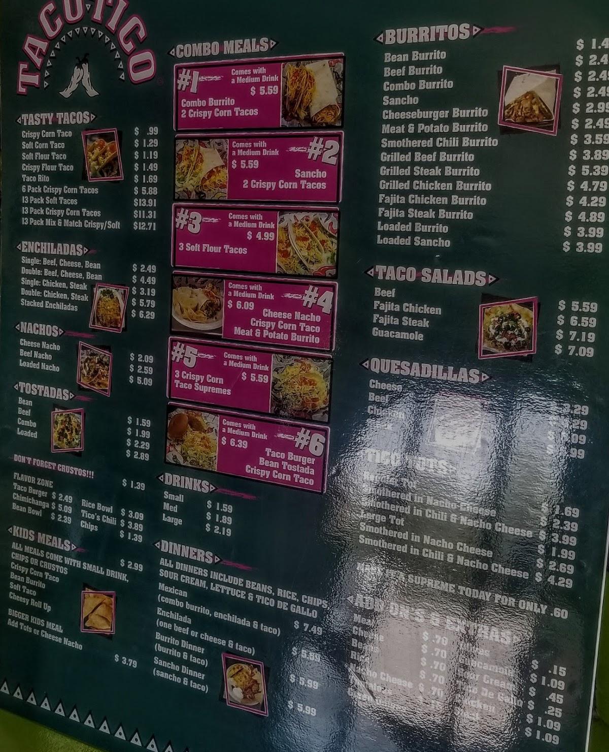 Menu at Taco Tico restaurant, Topeka, SW 17th St