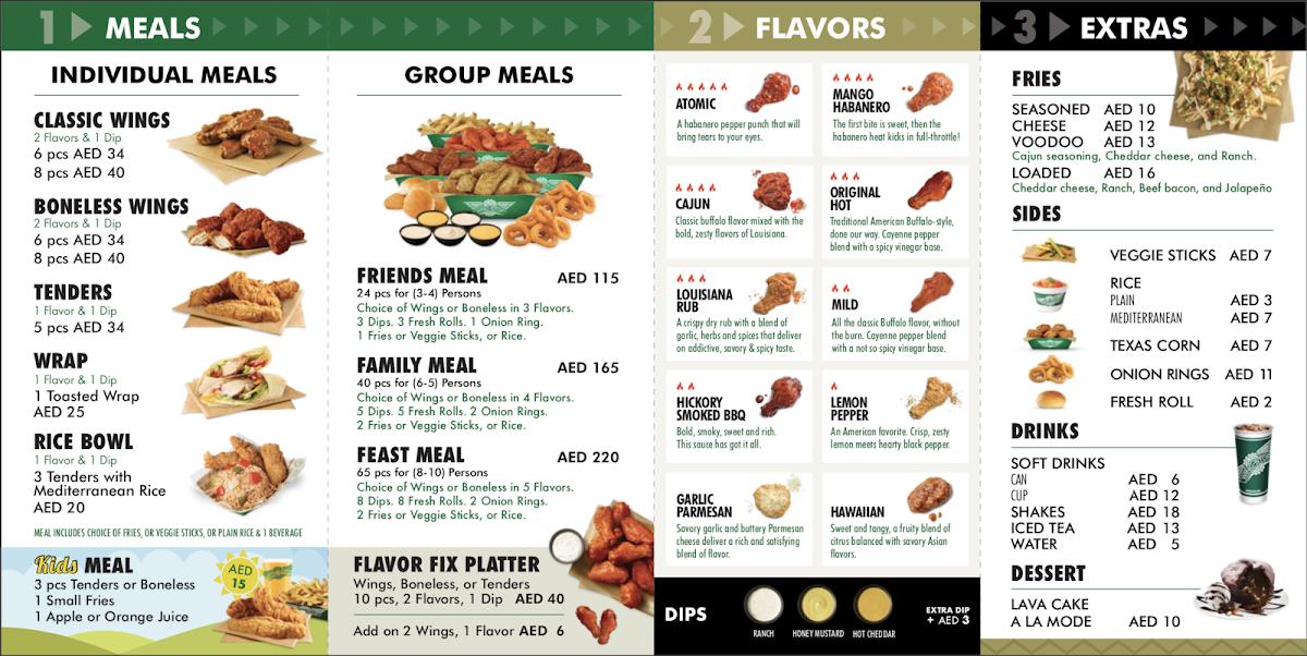 Menu at Wingstop DIP restaurant, UAE