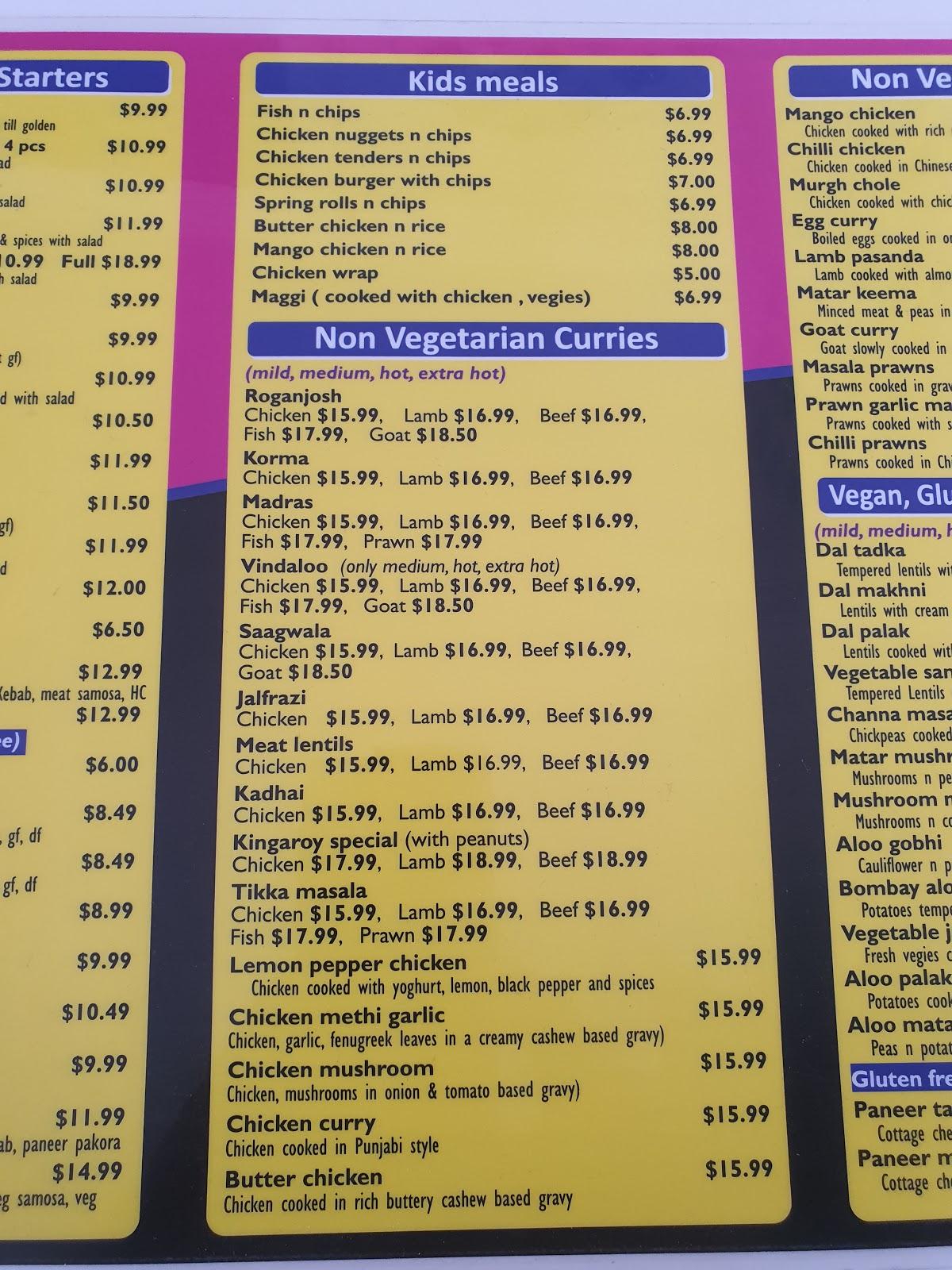 Menu at Divine Flavours indian restaurant, Kingaroy