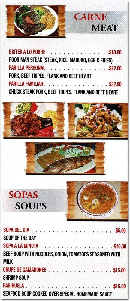 Carta del restaurante El Sabor Peruano, Bayonne