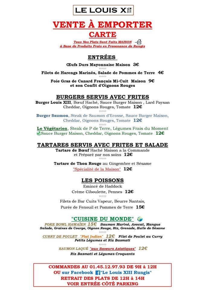 Menu au LE LOUIS XIII restaurant, Rungis