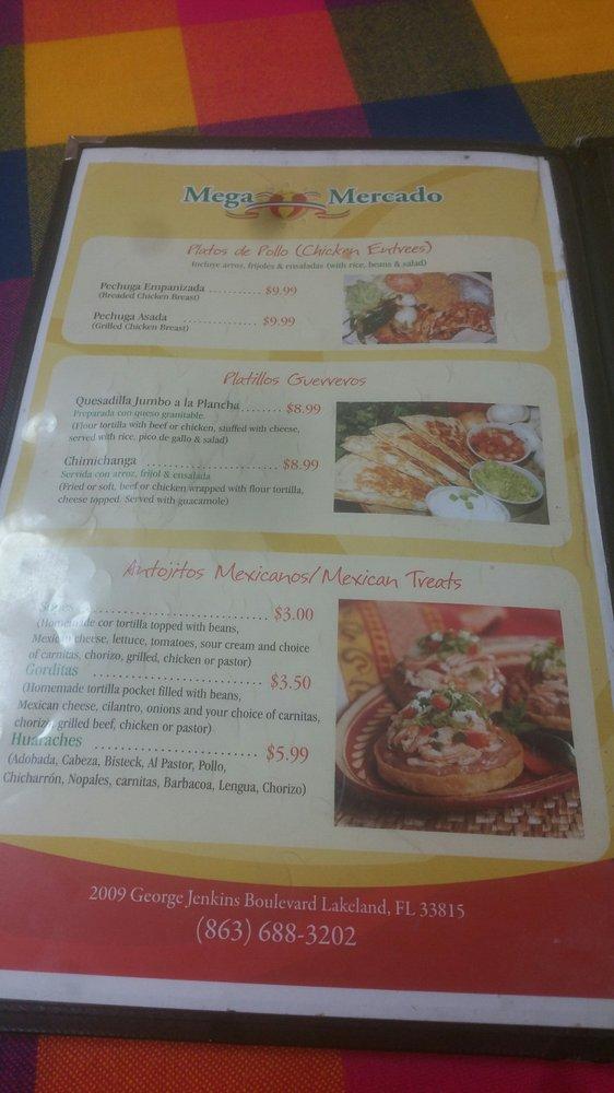 Menu at Mega Mercado restaurant, Lakeland