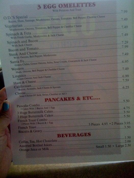 Menu at OD's Kitchen restaurant, Gilroy