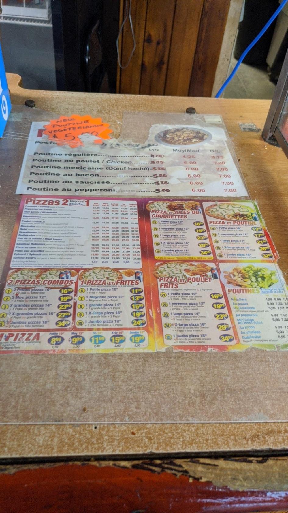 Menu at Pizza Benji pizzeria, Montreal, 732 Rue de Liège O