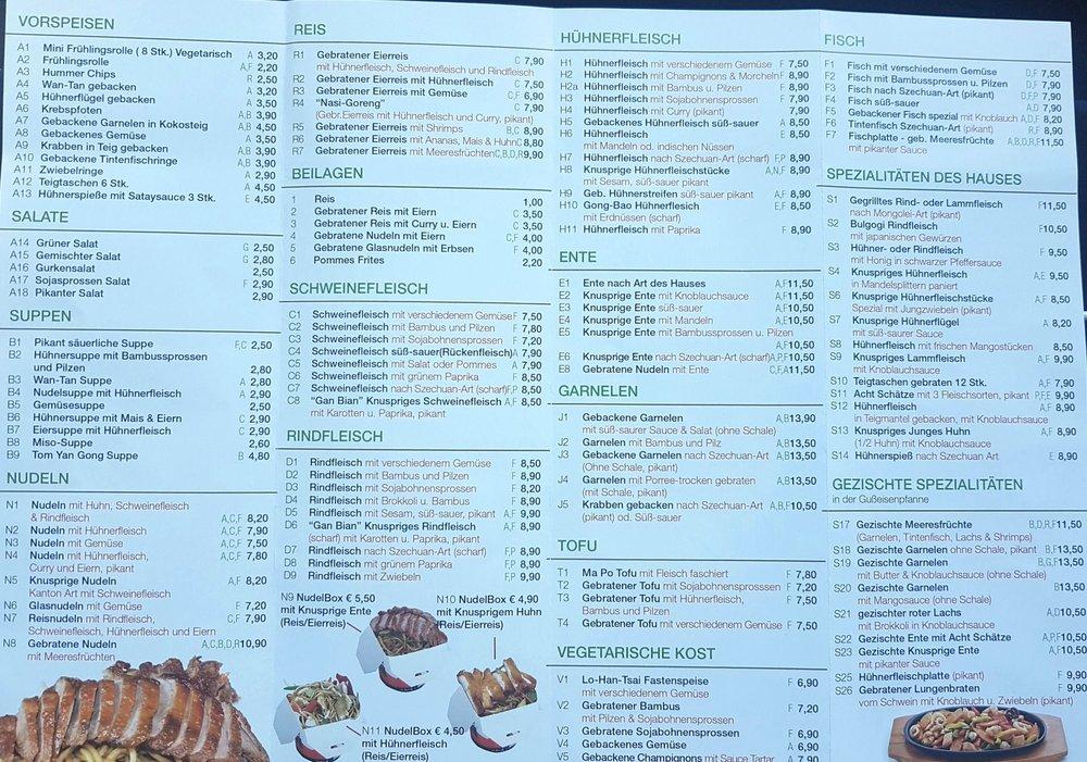Menu at Restaurant Lucky Garden, Vienna