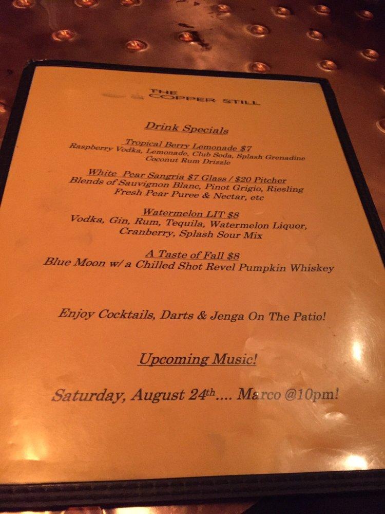 Menu at The Copper Still pub & bar, Pomona