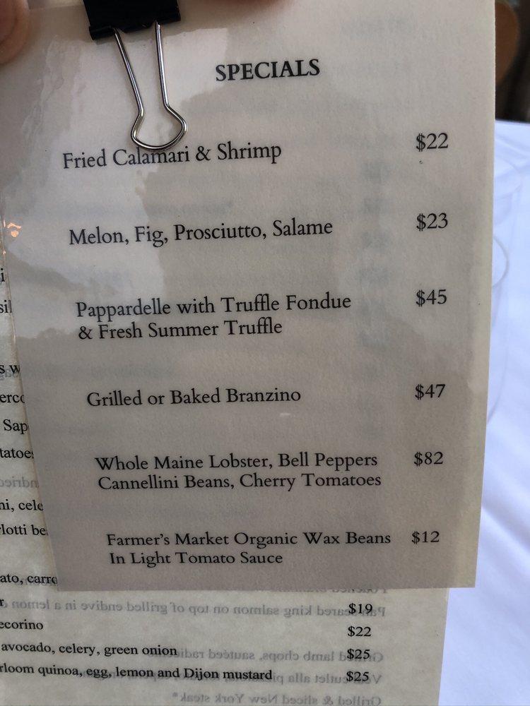 Menu at E Baldi restaurant, Beverly Hills