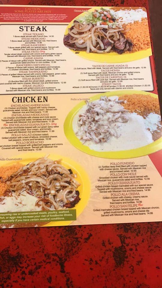 Menu at El Sol Mexican Restaurant, Waverly, E Bremer Ave