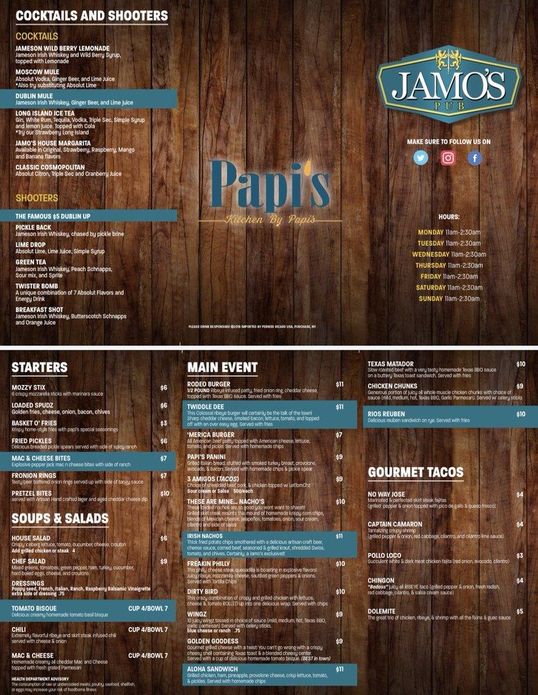 Menu at JD's Pub, Toledo