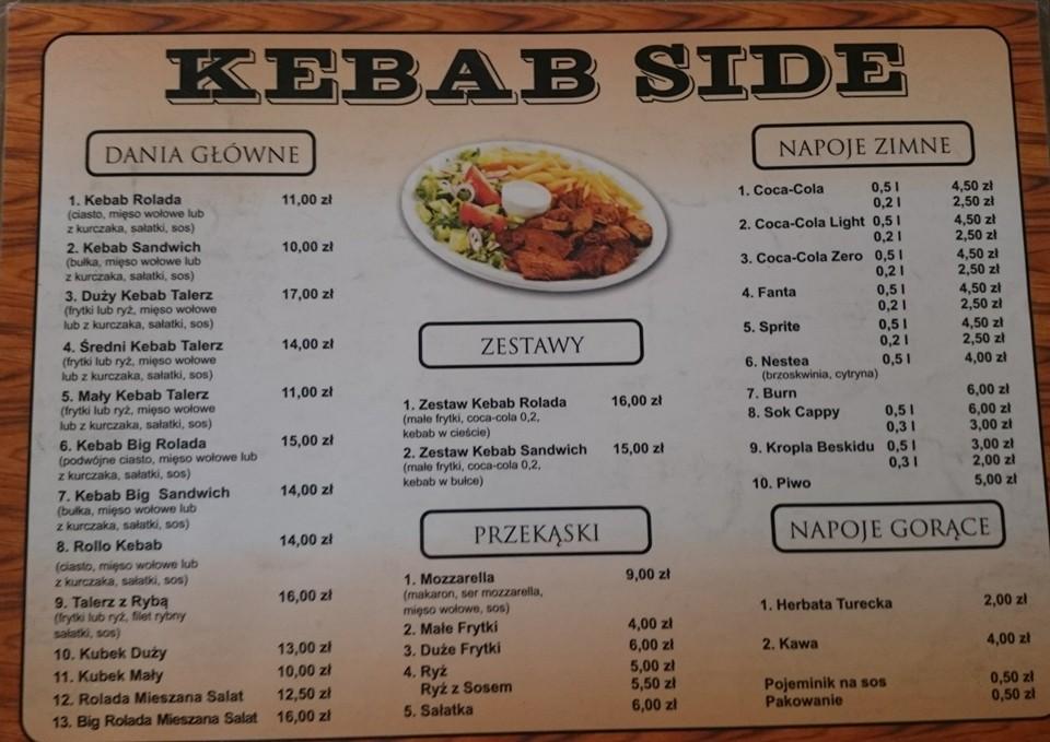 Menu at Kebab Side restaurant, Zabrze, Wolności 247
