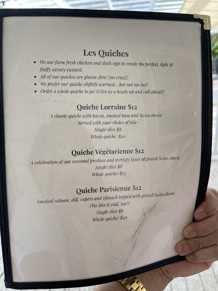 Menu at La Parisienne French restaurant and bakery, Aiken