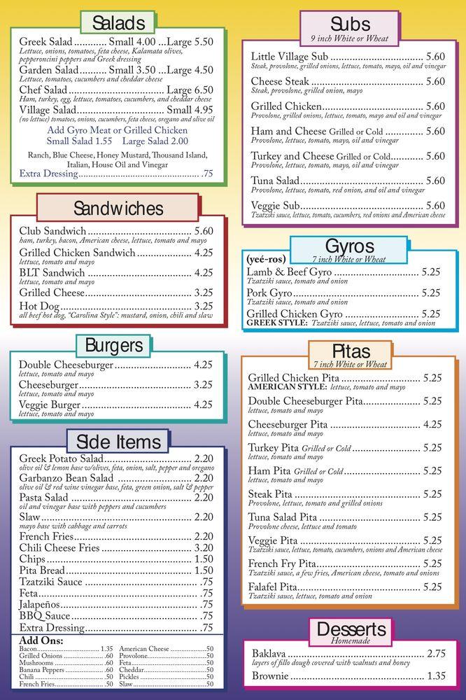 Menu at Little Village Grill restaurant, Charlotte, 710 W Trade St