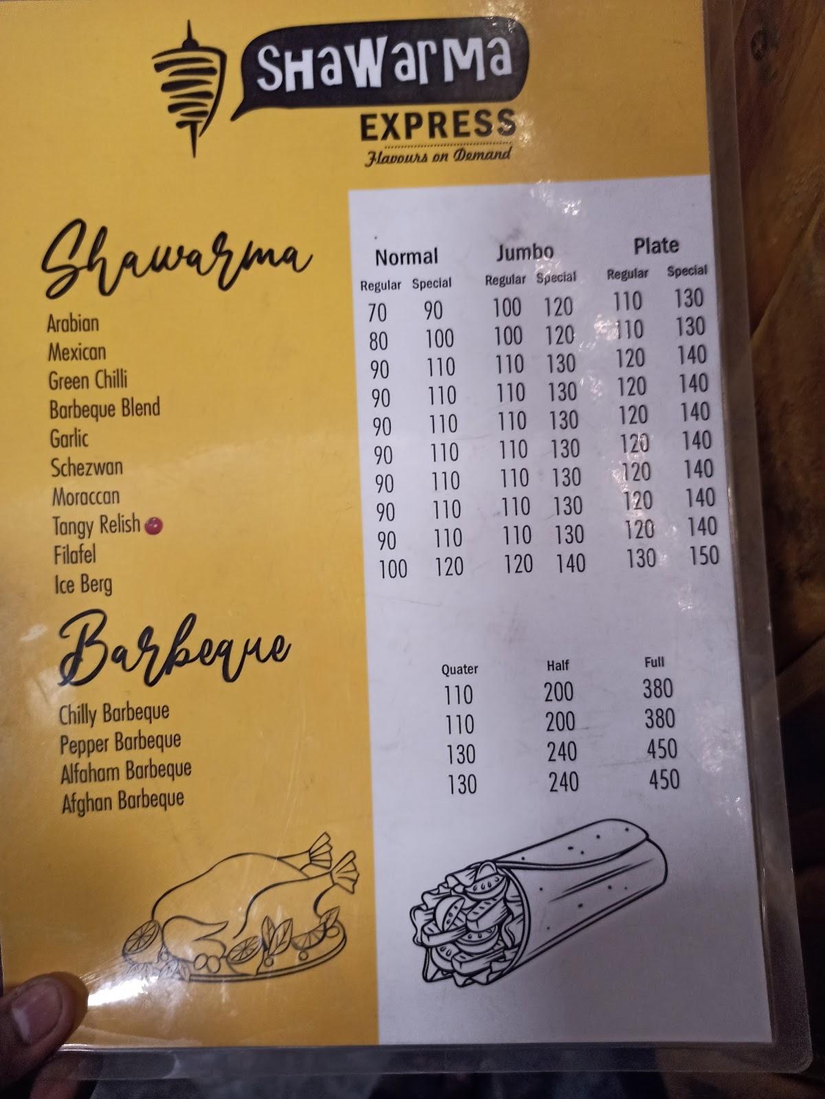 Menu at Shawarma Express Vellore, Vellore