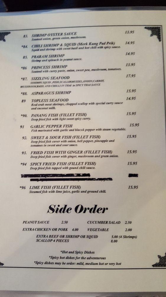 Menu at Thai Classic in Paso restaurant, Paso Robles