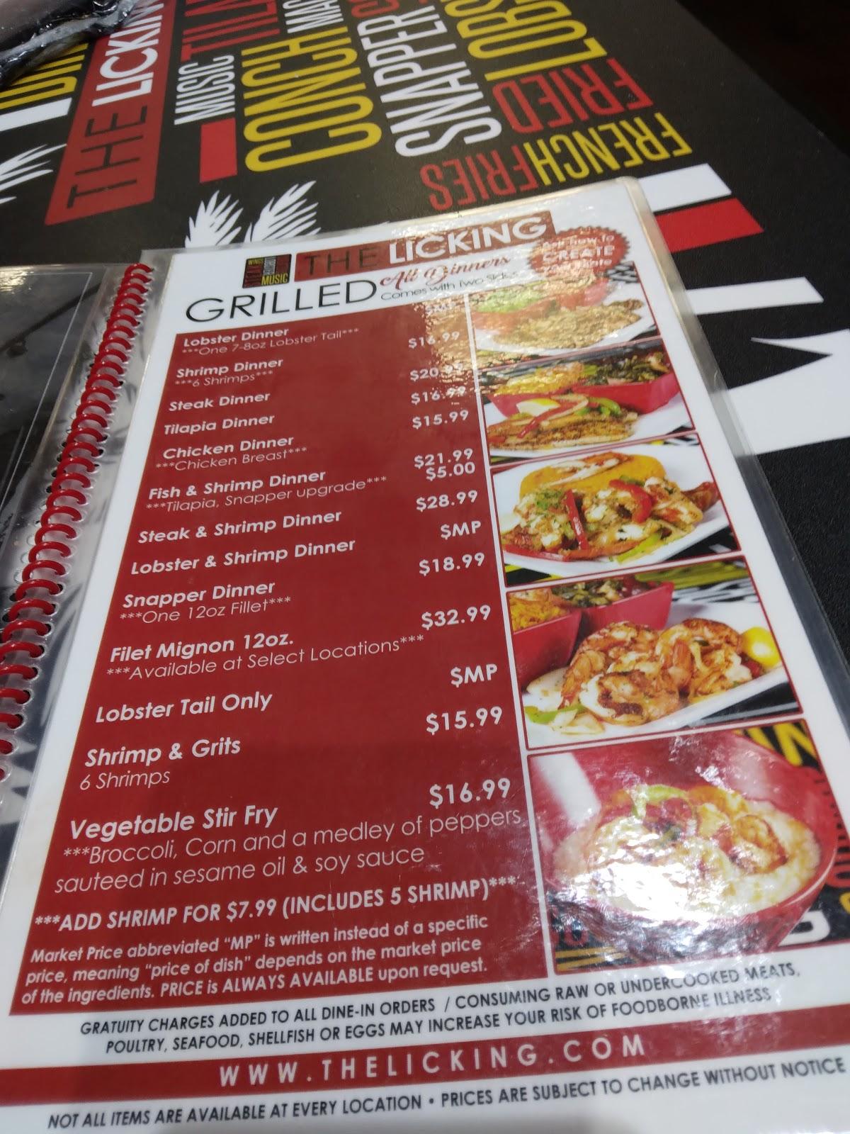 Menu at The Licking restaurant, Miramar, Miramar Pkwy