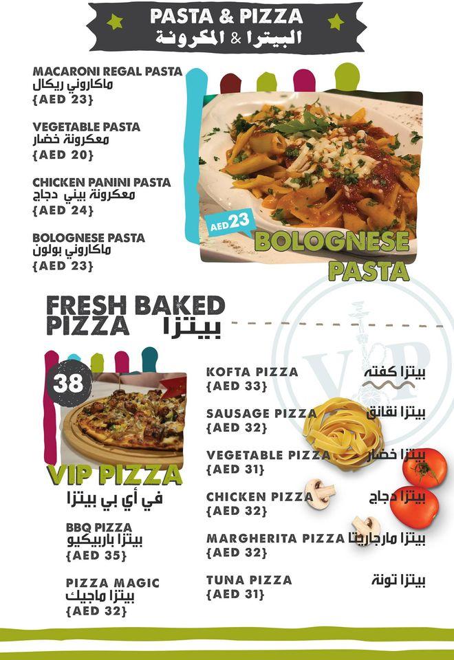 Menu at VIP Cafe, Dubai