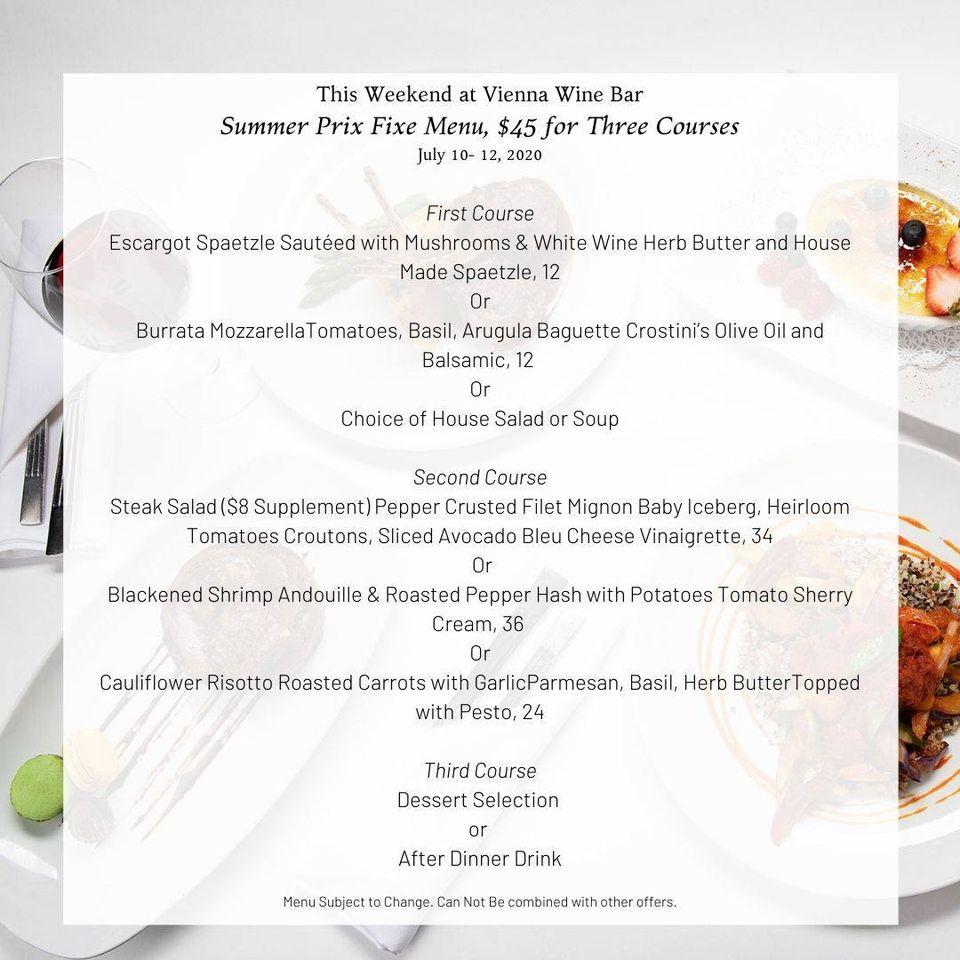 Menu at Vienna Wine Bar, Davie