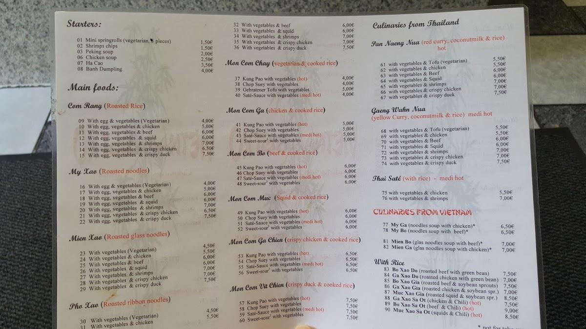 Speisekarte von Vietnam Bistro restaurant, Rutesheim