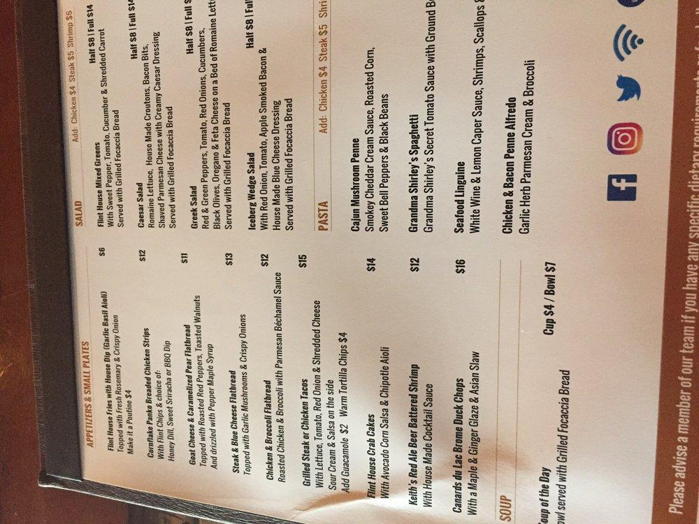 Menu at Flint House desserts, Fort Frances