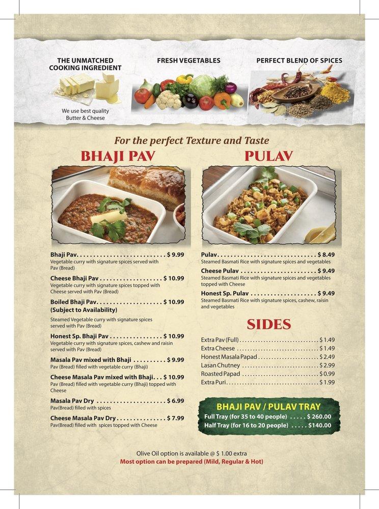 Menu at Honest Restaurant Etobicoke, Toronto