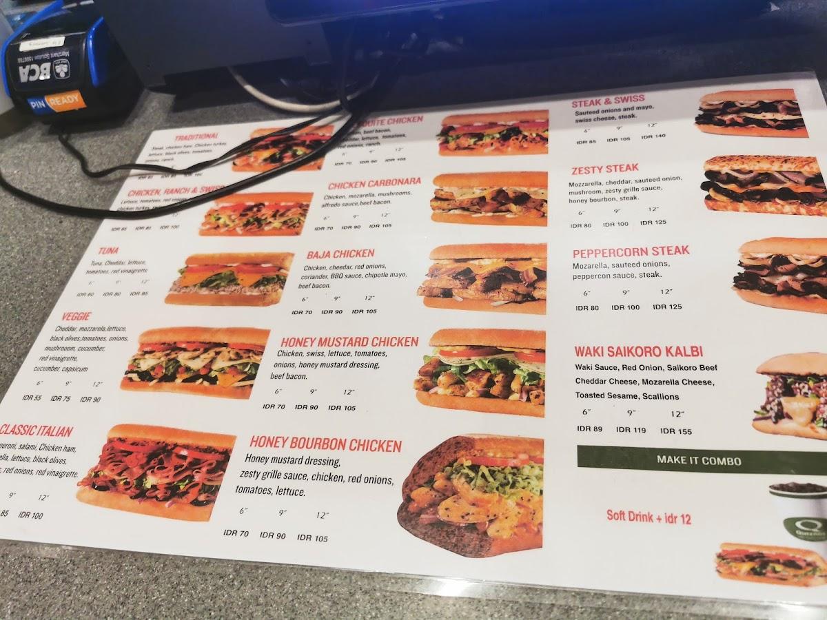 Menu at Quiznos Citra Garden 2 restaurant, Jakarta