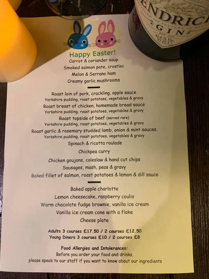 Menu at The Rose & Crown pub & bar, Tenbury Wells