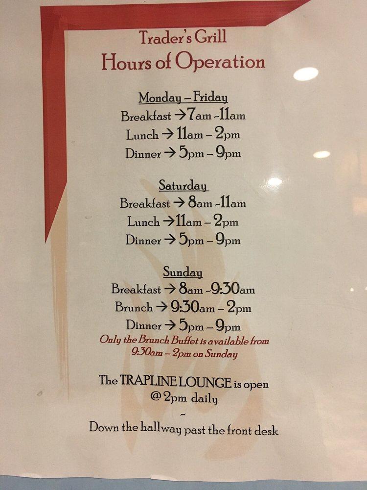 Menu at Trader’s Grill restaurant, Yellowknife