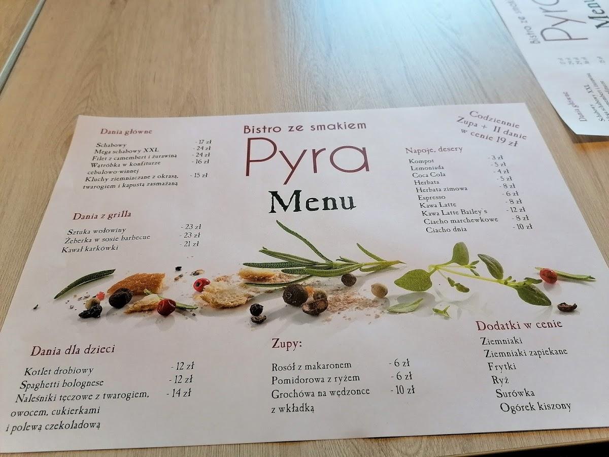 Carta del restaurante Bistro Pyra, Torun